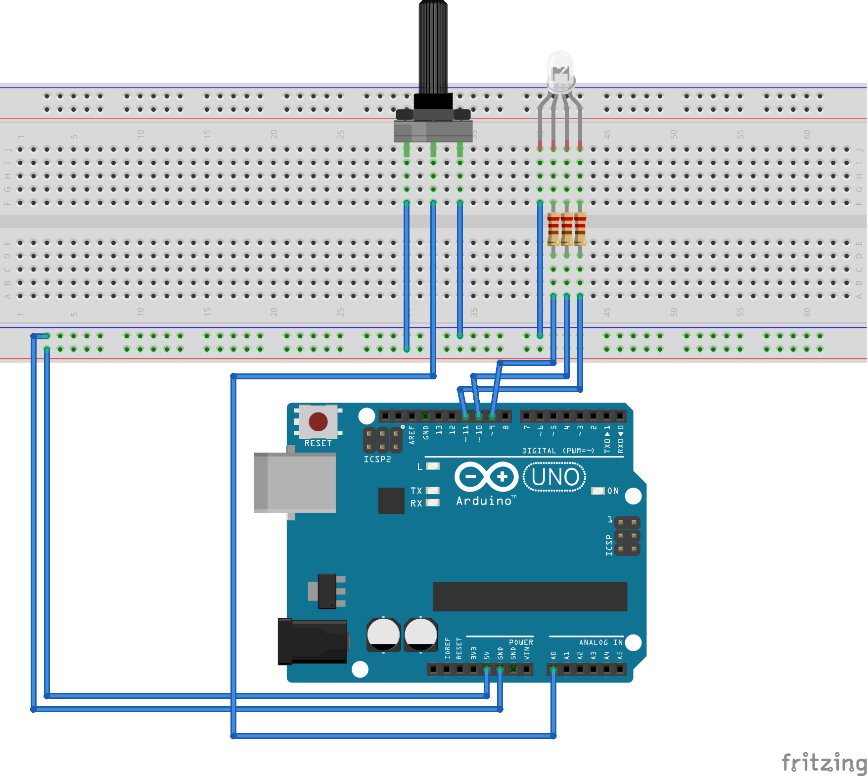 RGB LED With Potentiometer Arduino Tutorial Codebender Blog